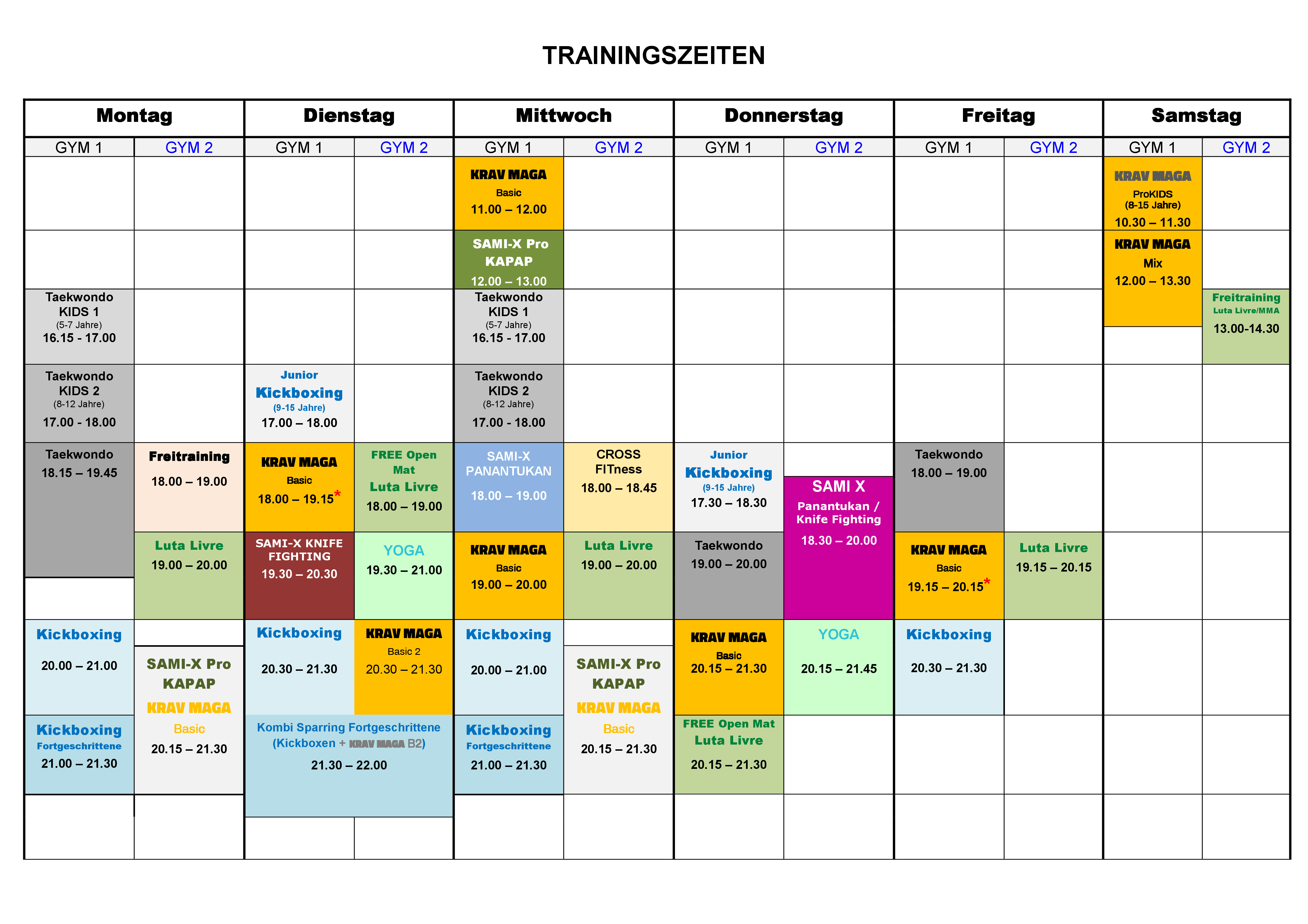 Trainingsplan – Krav Maga ProCon Training Center Berlin
